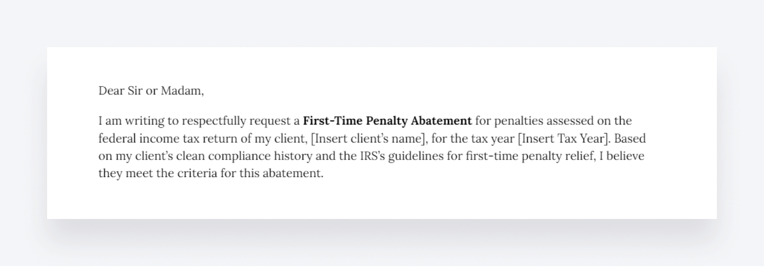 First-time penalty abatement sample letter: free template and how to write it - Blog