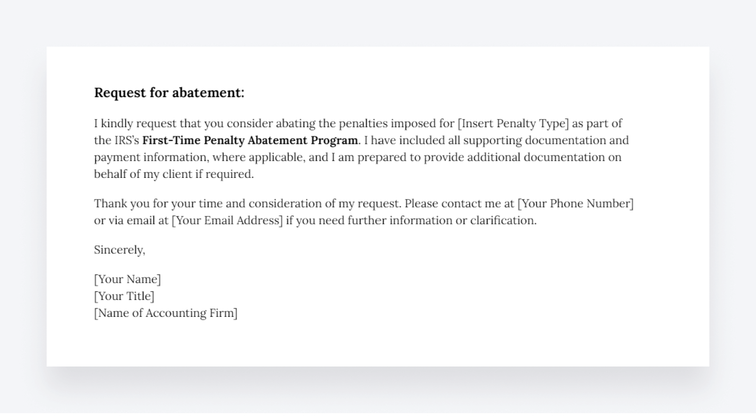 First-time penalty abatement sample letter: free template and how to ...