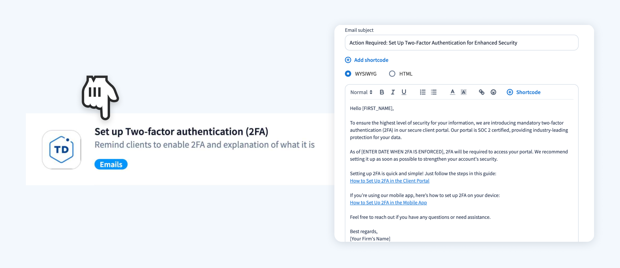 Option to mandate 2FA for clients with TaxDome: the only practice management platform helping ...