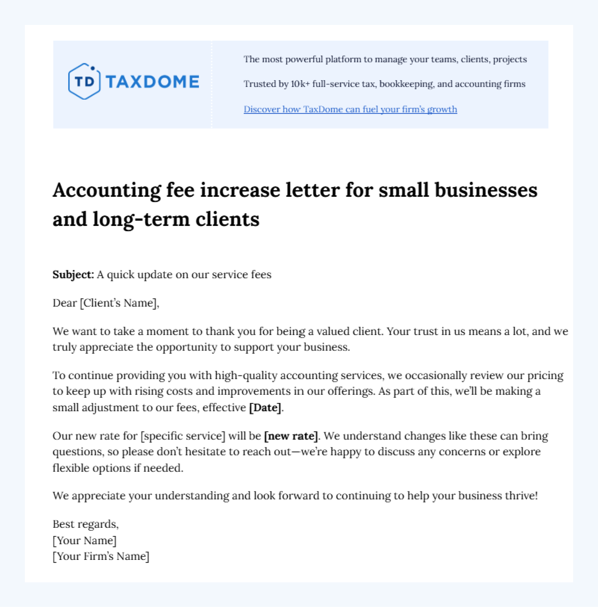 How to write an accounting fee increase letter (with templates and tips ...