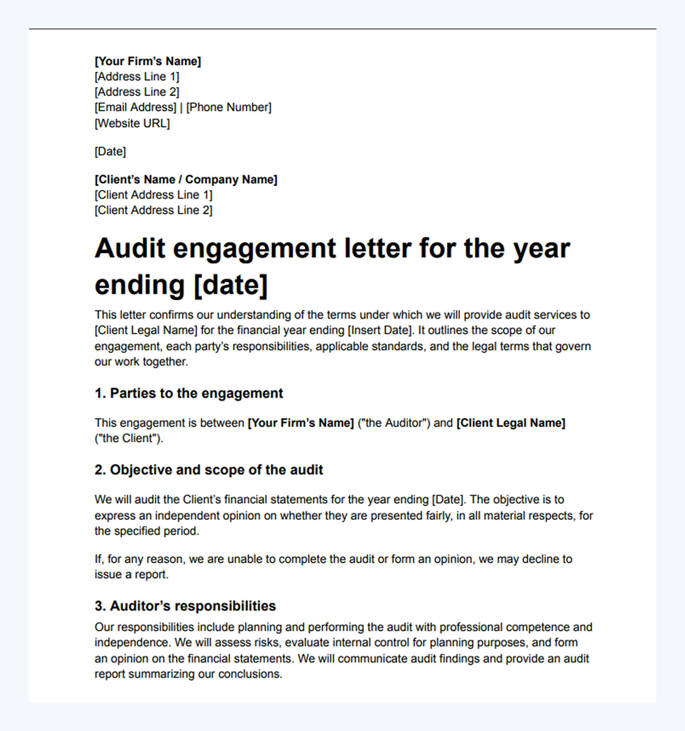 Audit engagement letter: key components, best practices, and a free ...